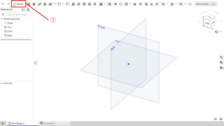 How to use Onshape. Draw circles in the sketch. - わん＆K研修室